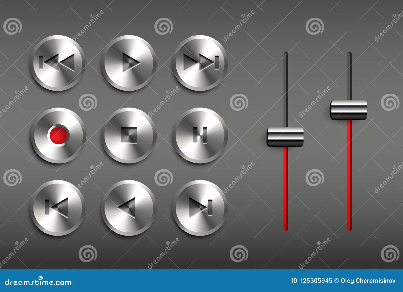 Vector Set of Metal Buttons. Retro Technic Interface. Stock Vector ...