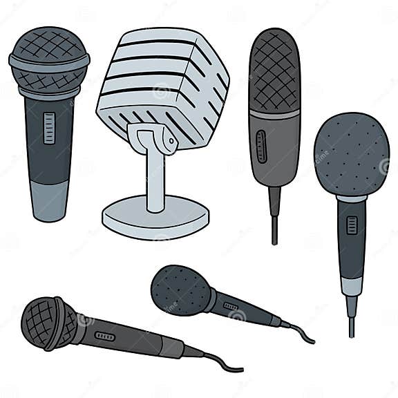 Vector set of microphone stock vector. Illustration of draw - 118802047