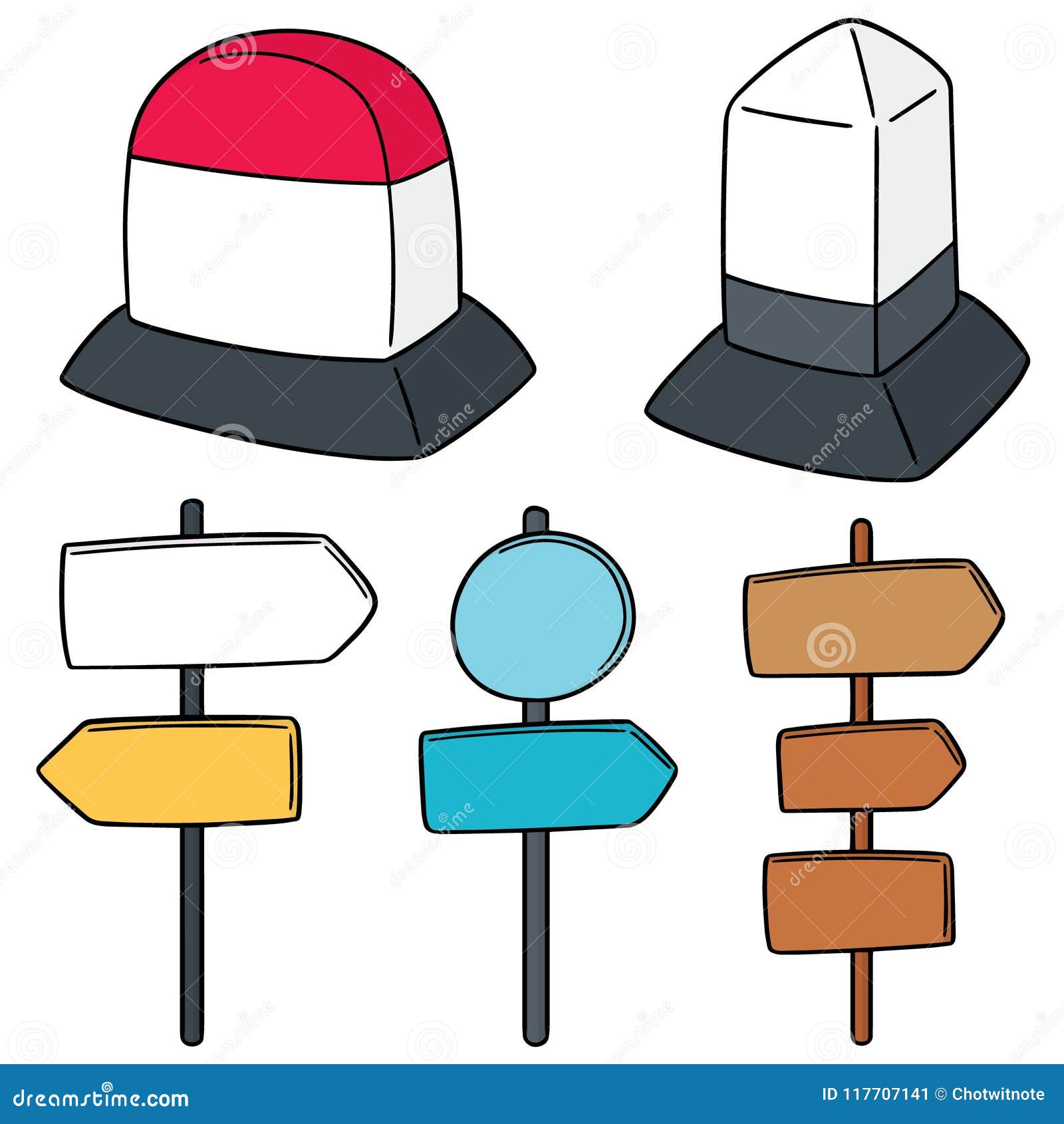 Vector Set of Milestone and Direction Post Stock Vector - Illustration ...