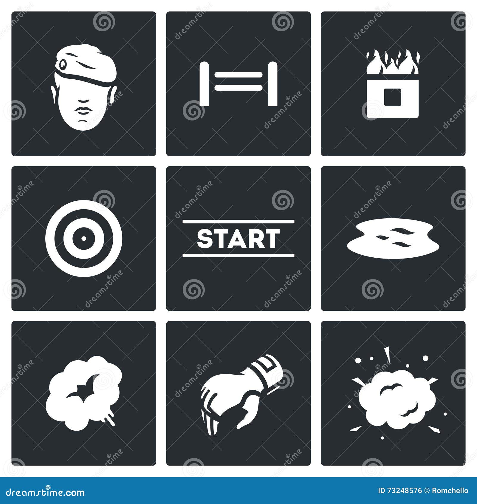 Vector Set of Military Training Camp Icons. Stock Vector - Illustration ...