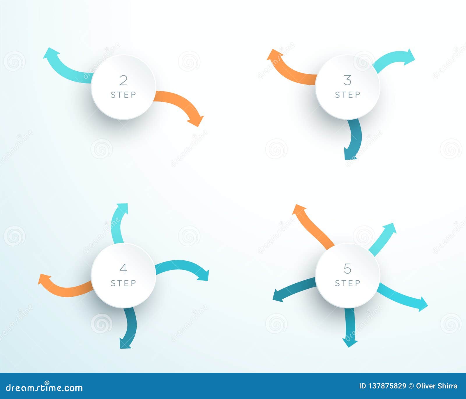 Mind Map Arrows 2, 3, 4, 5 Infographic Vector Set Stock Vector ...