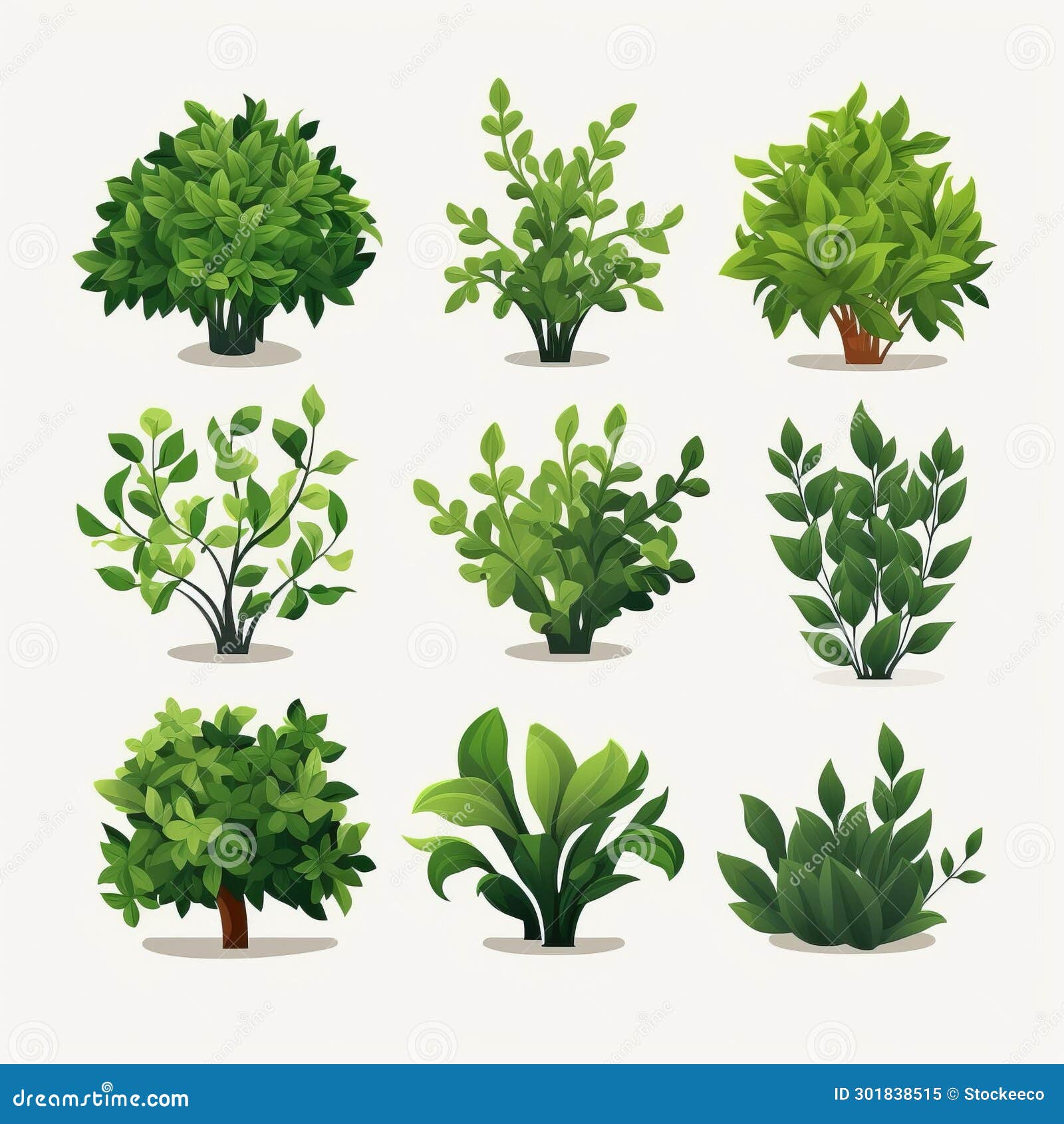 Minimalistic Shrub Set: Vector Svg Animation Asset Stock Illustration ...
