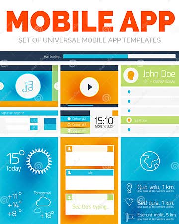 Vector Set of Mobile App Layout Templates Stock Vector - Illustration ...