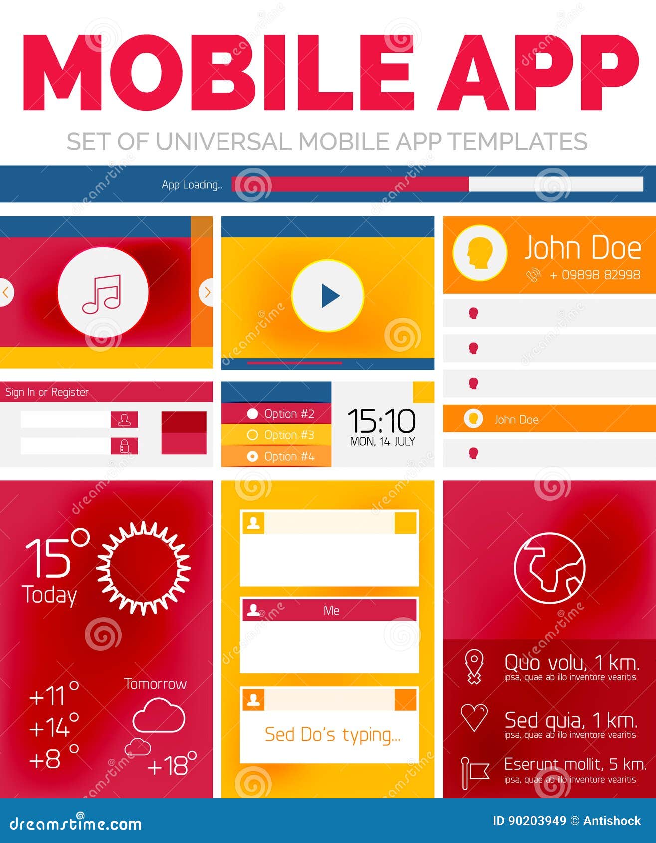 Vector Set of Mobile App Layout Templates Stock Vector - Illustration ...