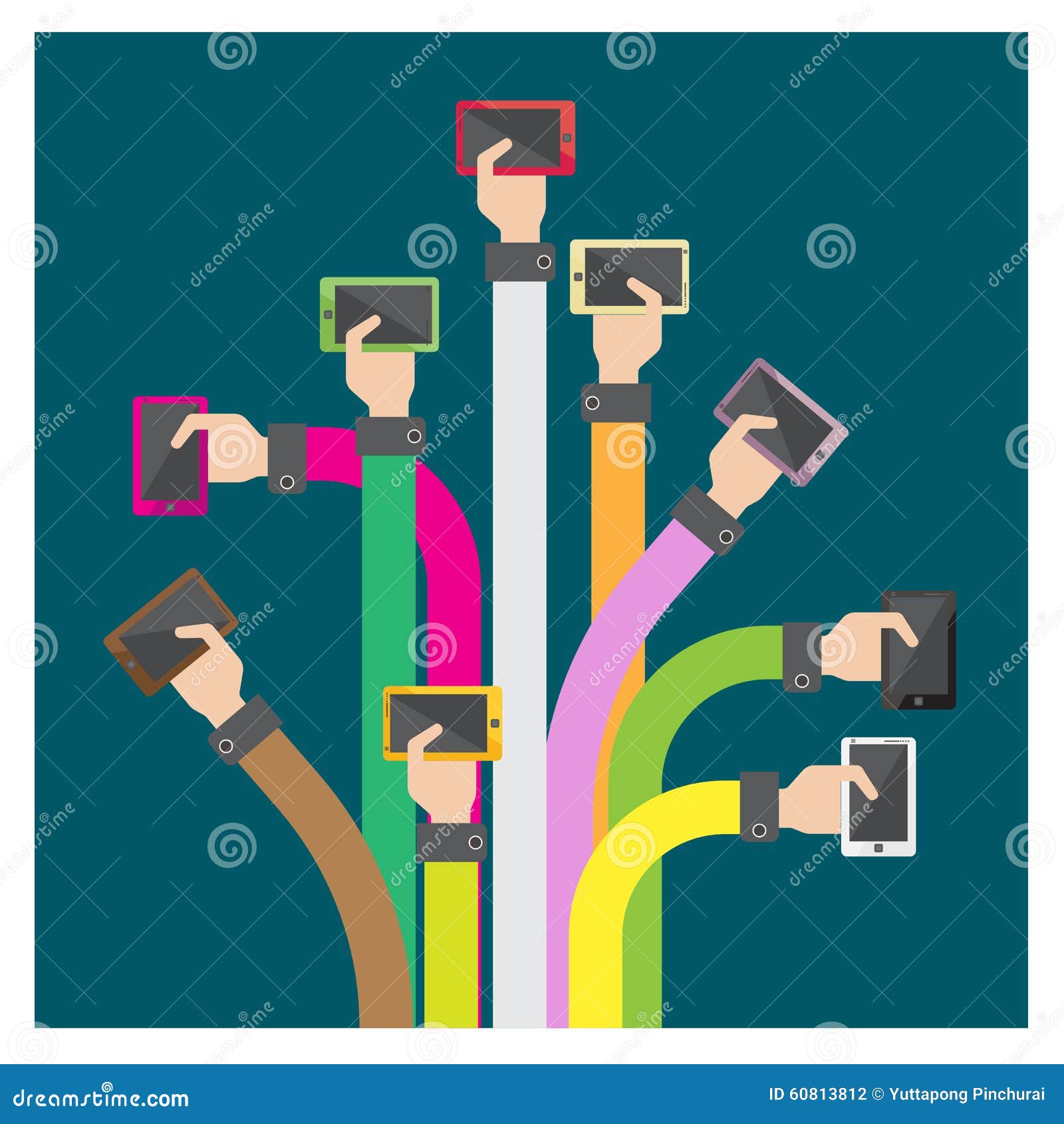 Vector Set Mobile Phone Arm and Hand Stock Vector - Illustration of ...