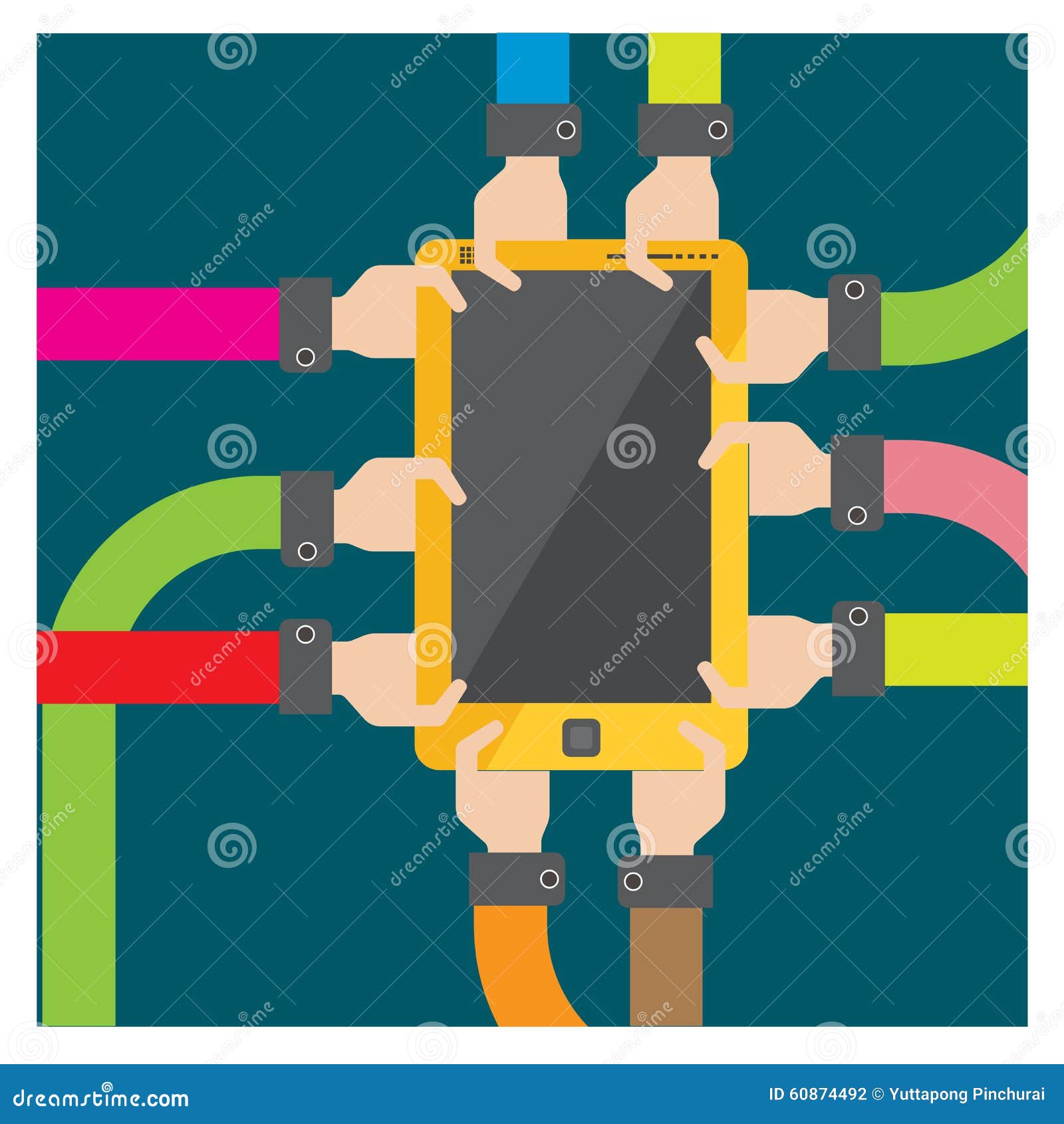 Vector Set Mobile Phone Teamwork Arm and Hand Stock Vector ...