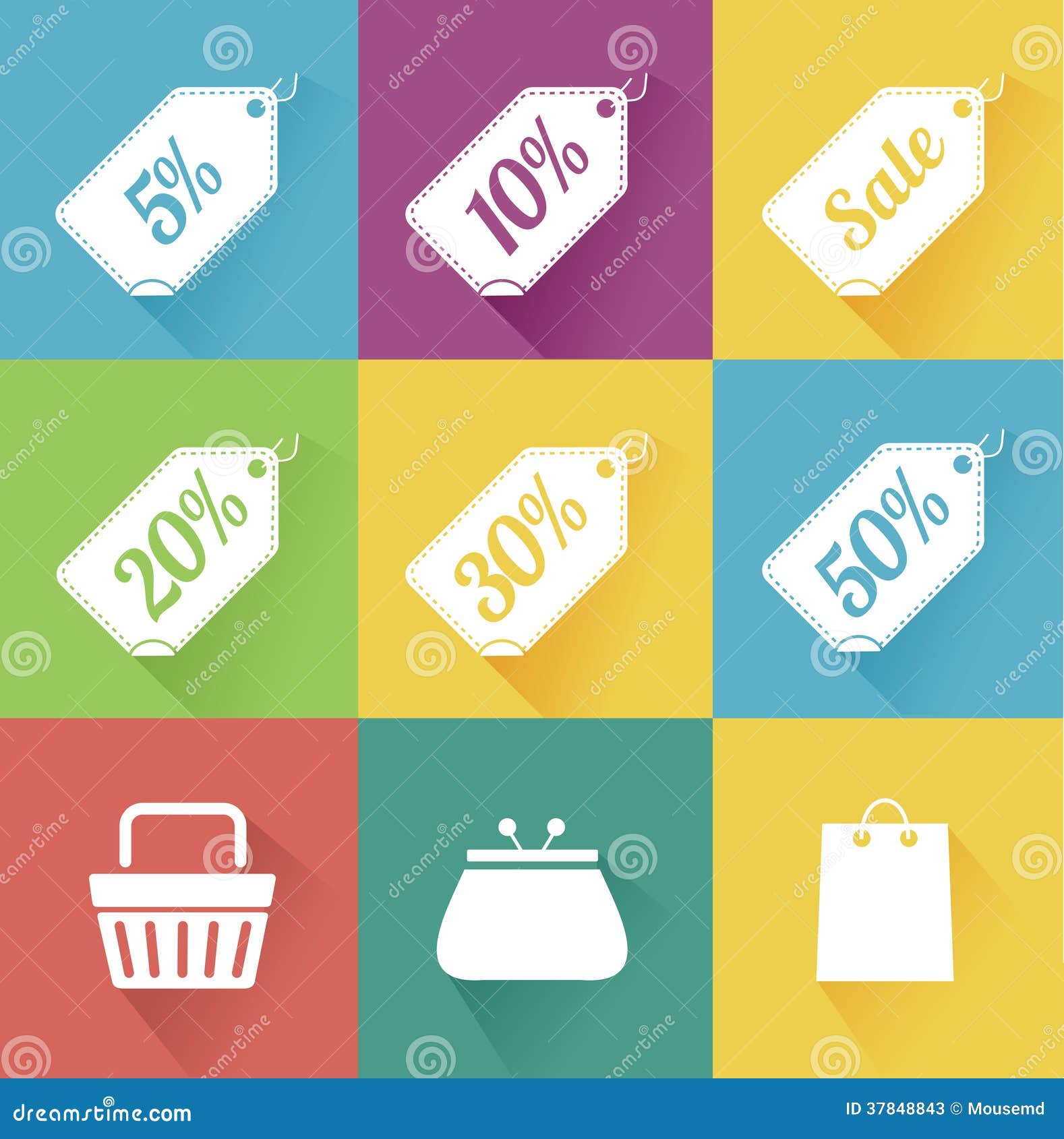 Vector Set of Modern Flat Sale Icons. Shopping Stock Vector ...