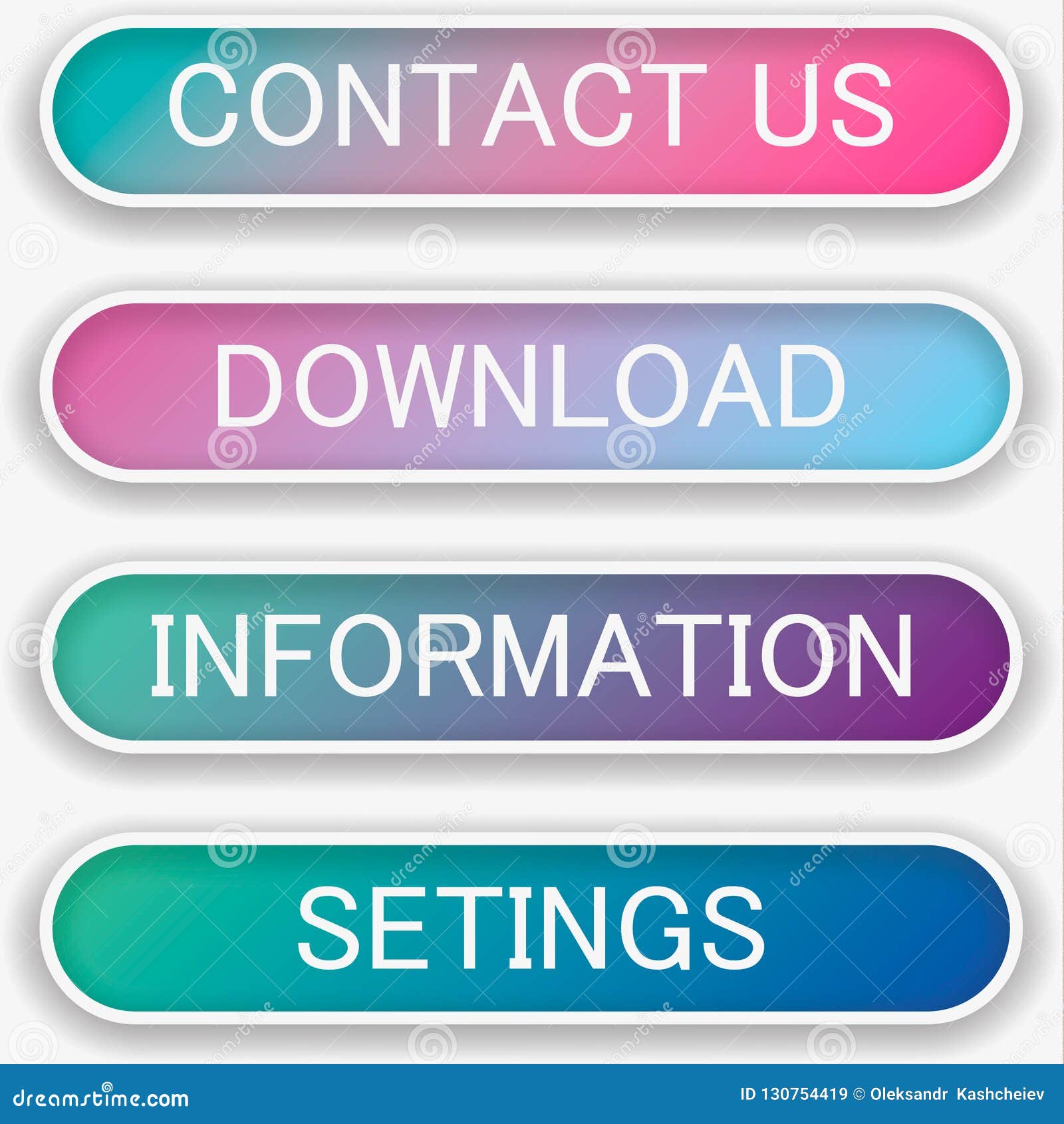 Vector Set Of Modern Gradient App Or Game Buttons Trendy Gradient Colors With Shadows Stock