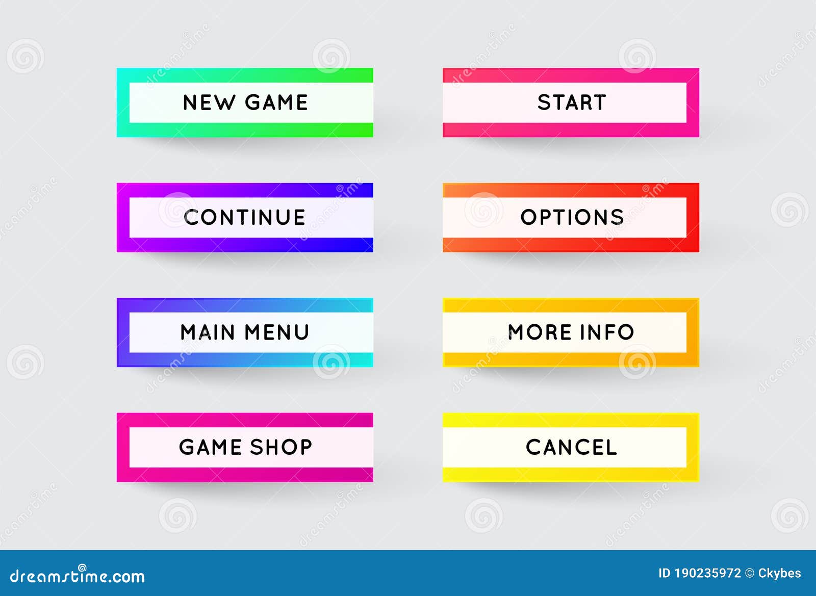 Vector Set Of Modern Gradient App Or Game Buttons Stock Vector Illustration Of Learn Frame