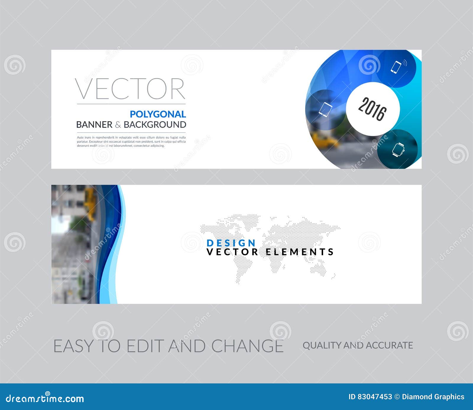 Vector Set of Modern Horizontal Website Banners with Circle Roun Stock ...