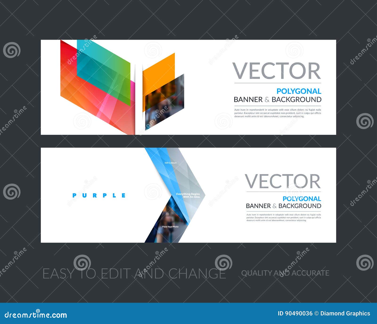 Vector Set of Modern Horizontal Website Banners with Colourful D Stock ...