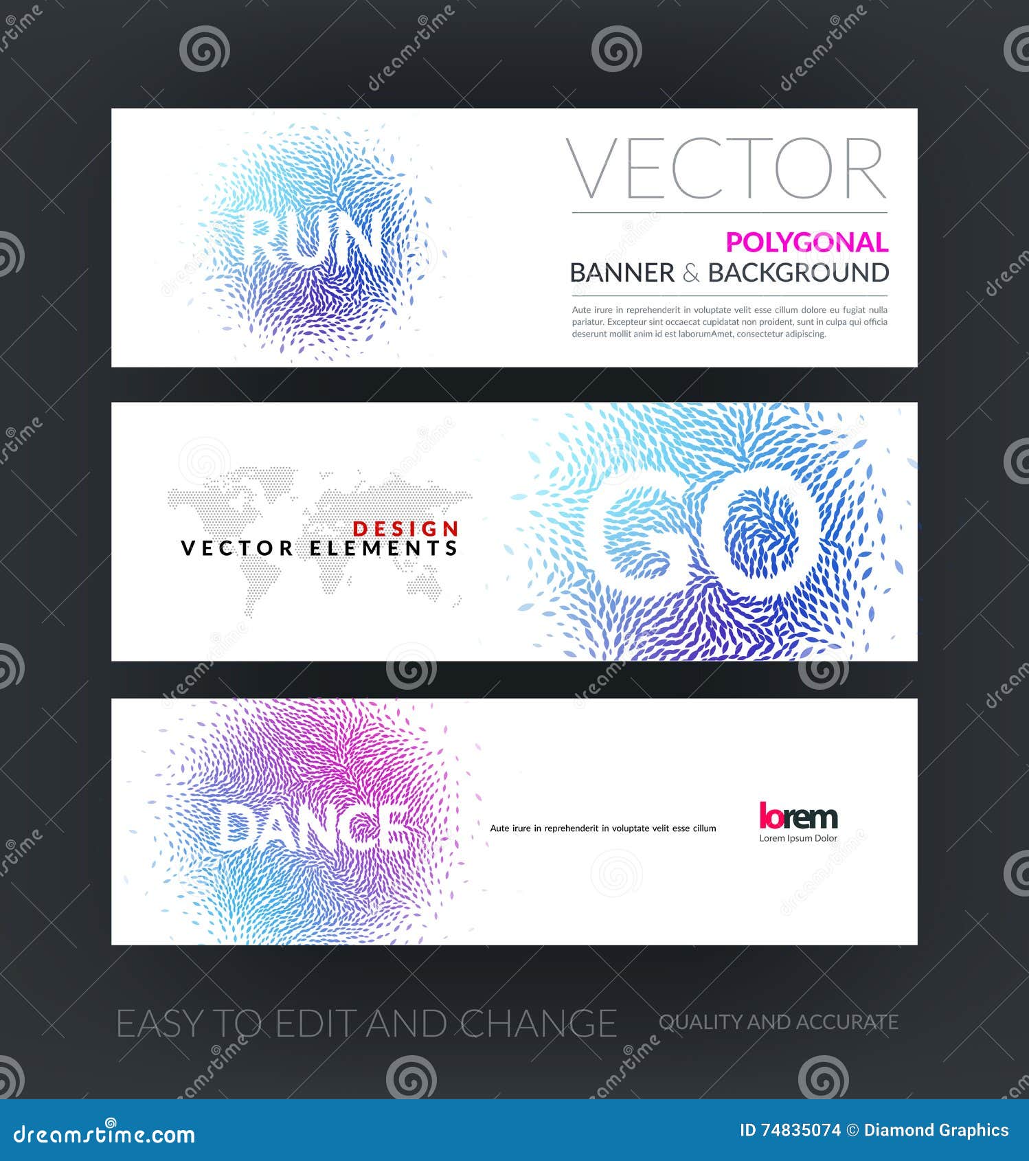 Vector Set of Modern Horizontal Website Banners with Dance and R Stock ...