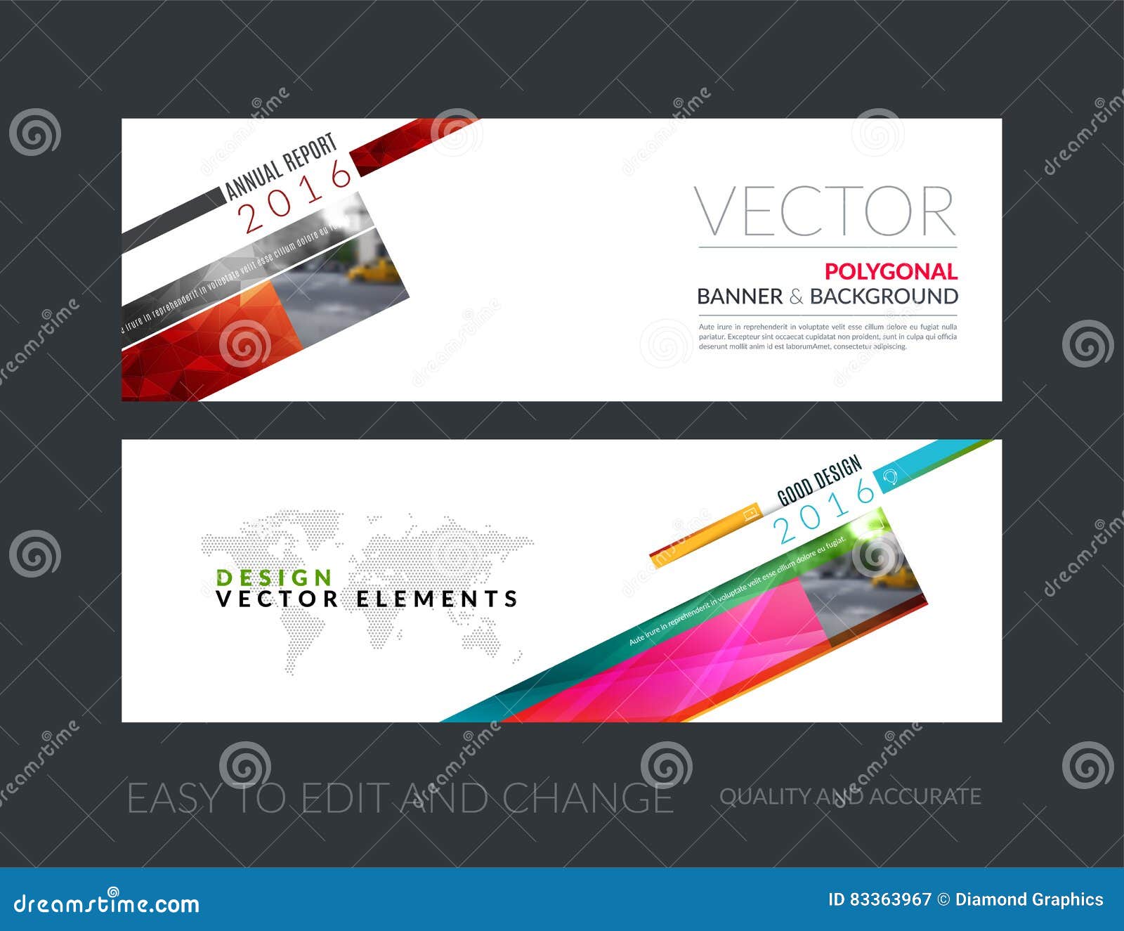 Vector Set of Modern Horizontal Website Banners with Rectangular Stock ...