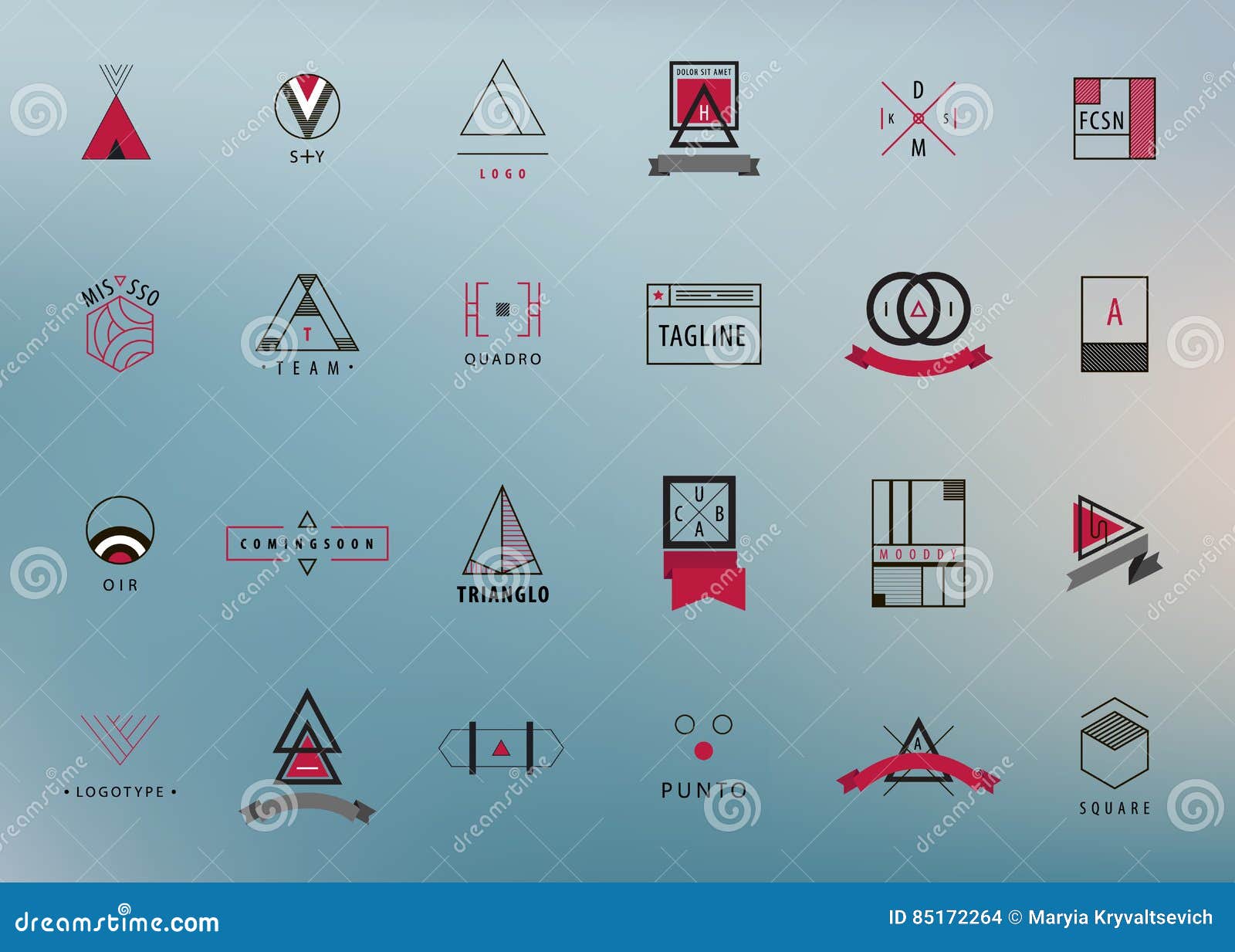 Vector Set Of Modern And Minimal Outline Logos, Geometric - Square ...
