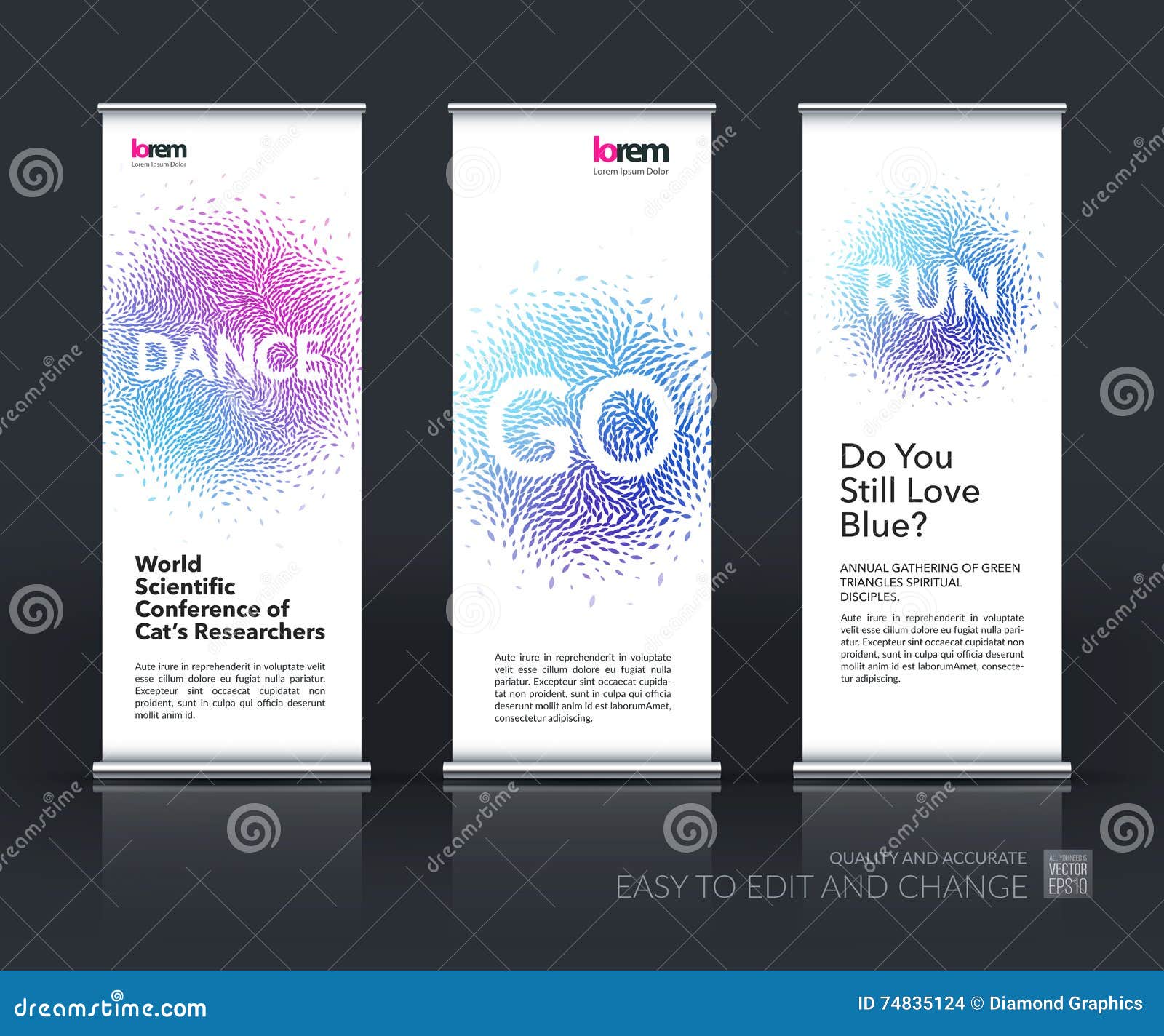 Vector Set of Modern Roll Up Banner Vertical Stand Design with D Stock ...