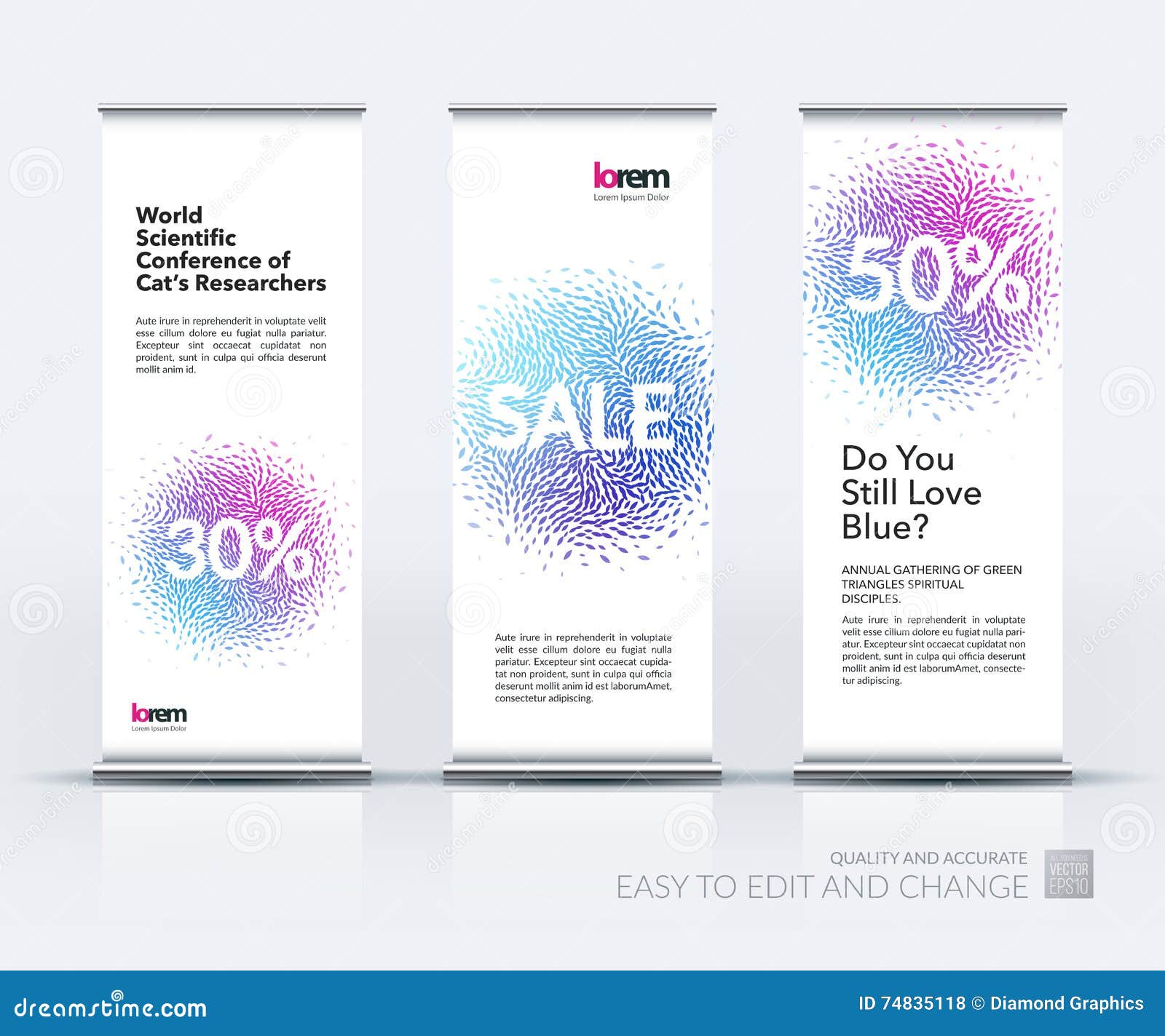 Vector Set Of Modern Roll Up Banner Vertical Stand Design With ...