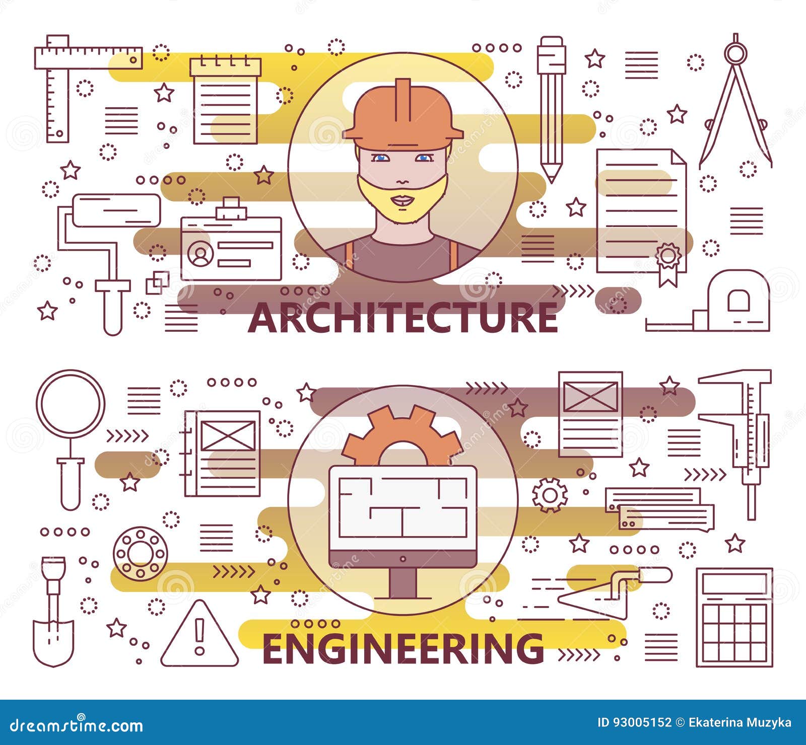 Vector Set of Modern Thin Line Architecture and Engineering Banners ...