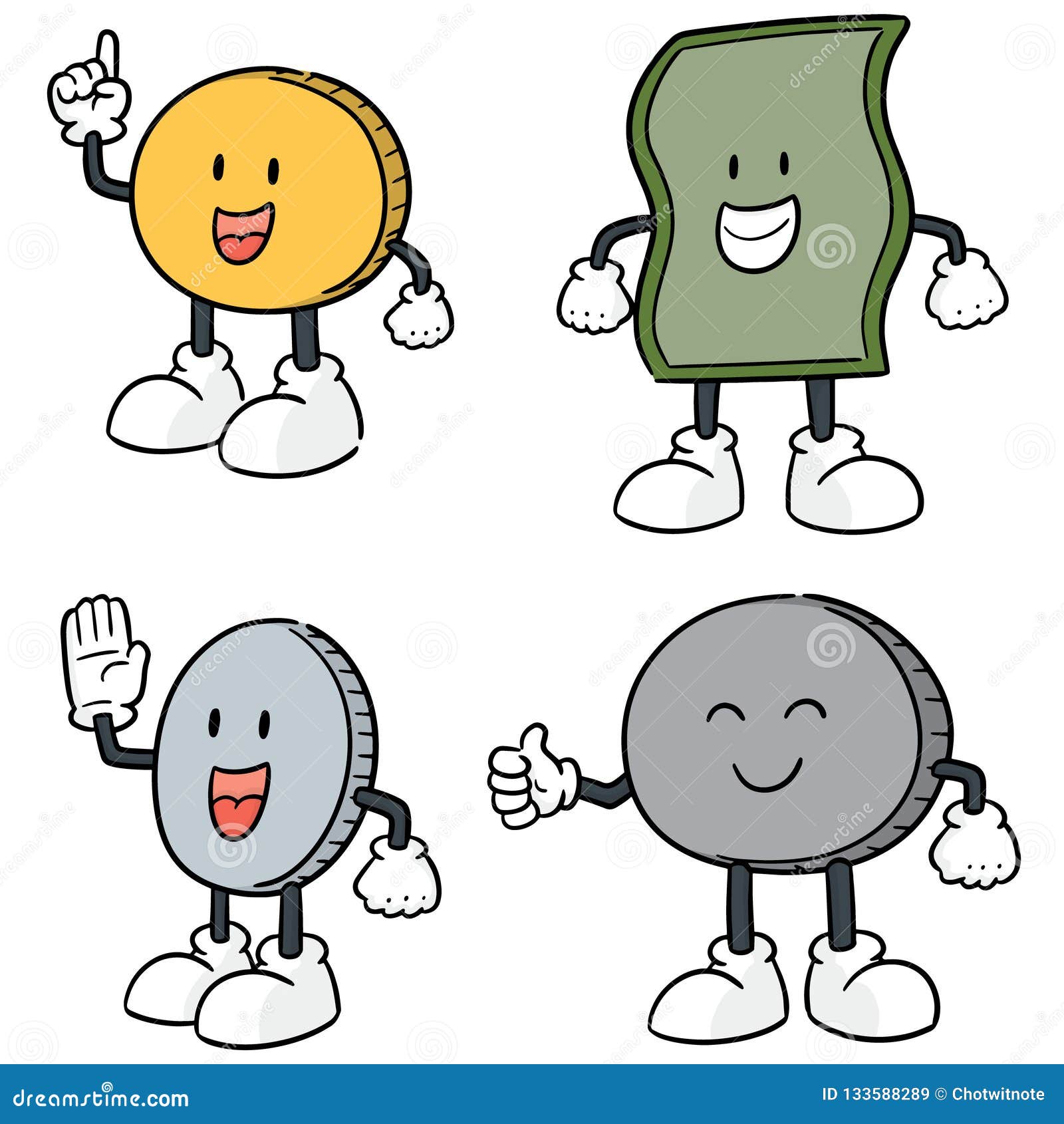 Vector Set of Money Cartoon Stock Vector - Illustration of change ...