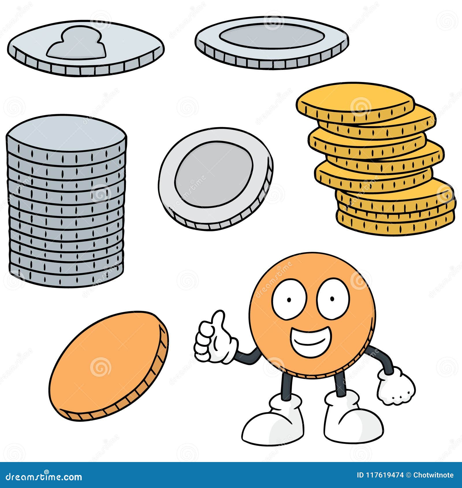 Vector Set of Money Cartoon Stock Vector - Illustration of deco ...