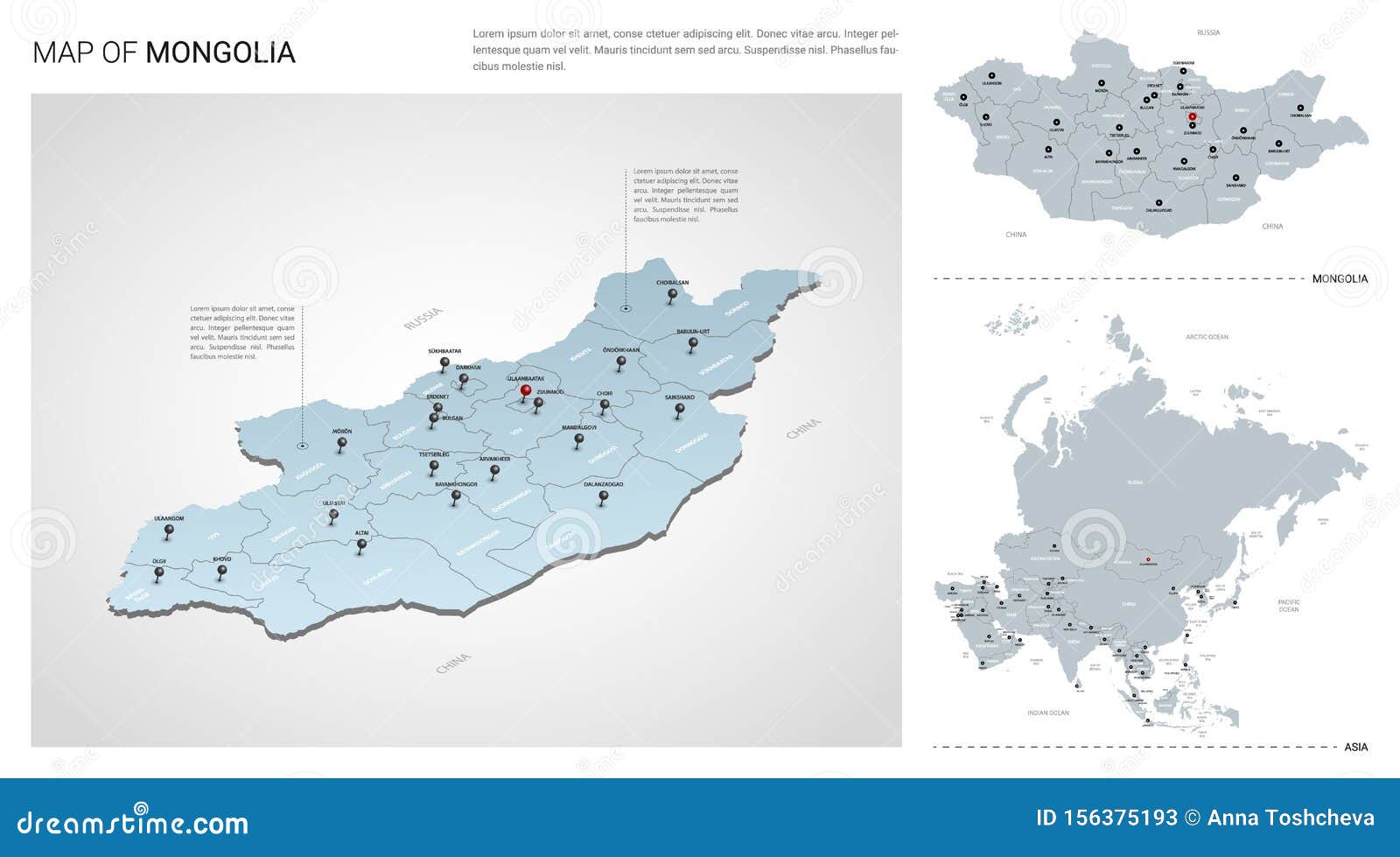 Vector Set of Mongolia Country. Stock Vector - Illustration of editable ...