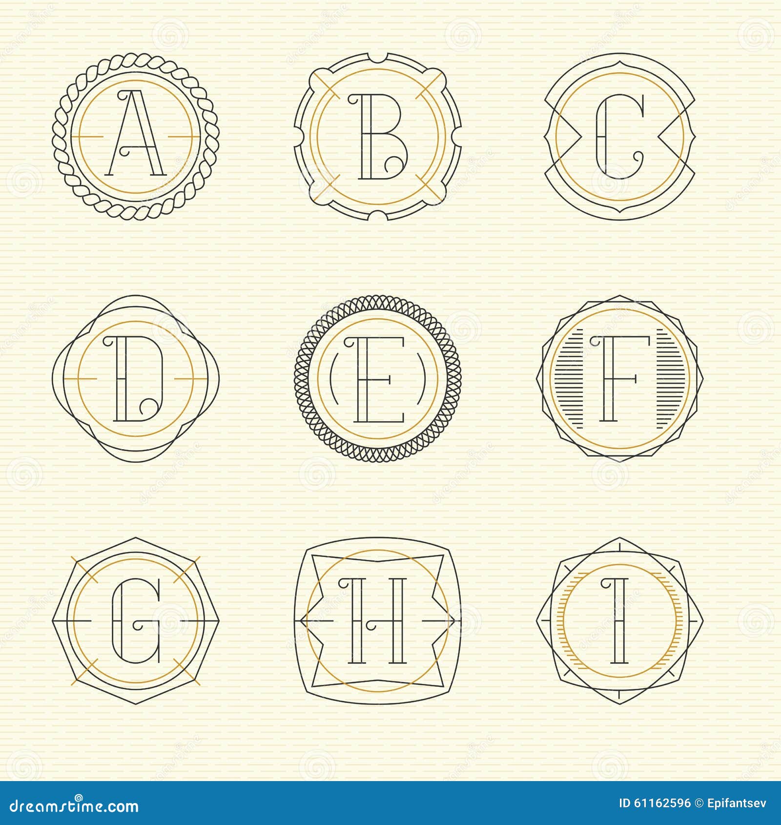 Vector set of monogram stock vector. Illustration of element - 61162596