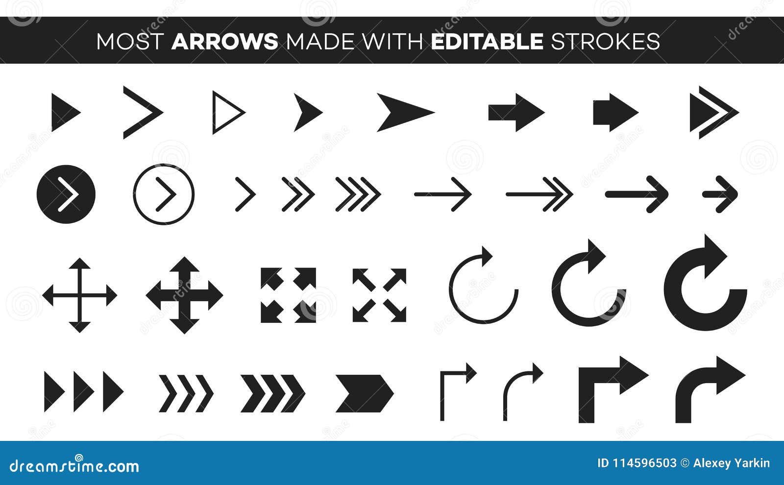 Vector Set of Most Popular Arrows. Full Editable Icons Stock Vector ...