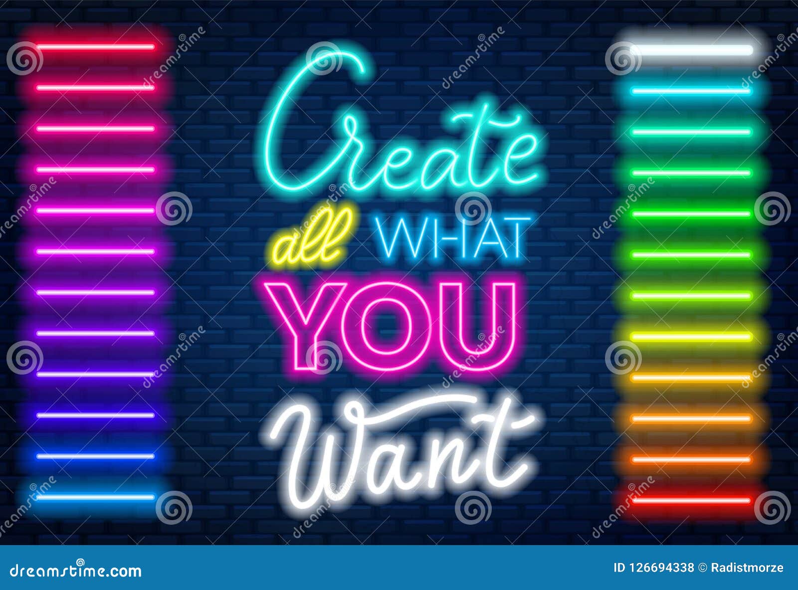 Vector Set of Multi-colored Neon Brushes. Stock Illustration ...