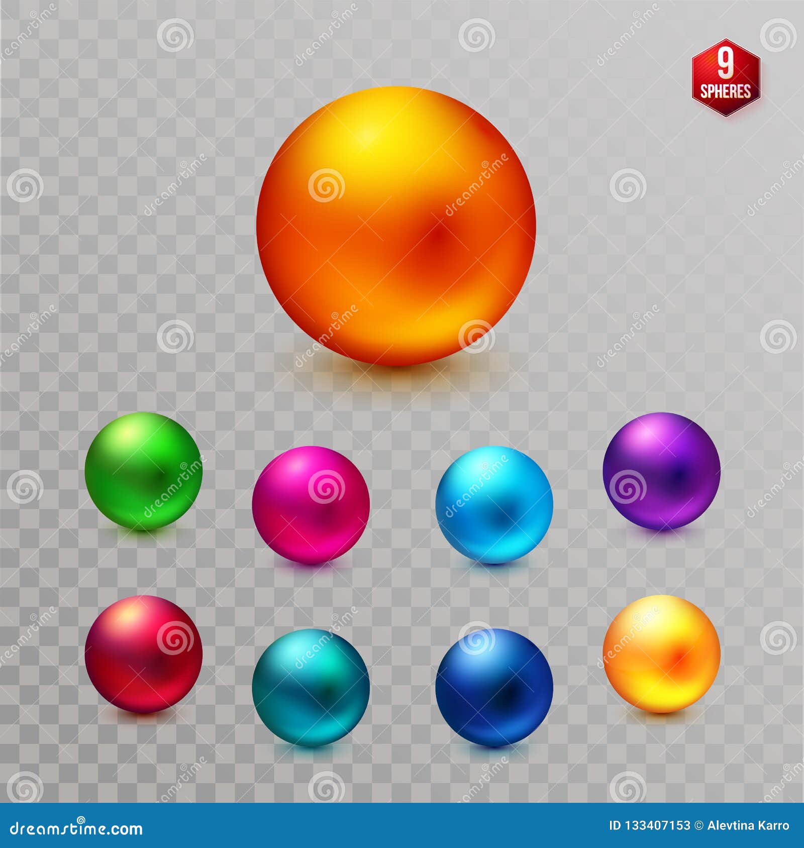 Vector Set of Multicolored Decorative Dimensional Spheres Stock Vector ...