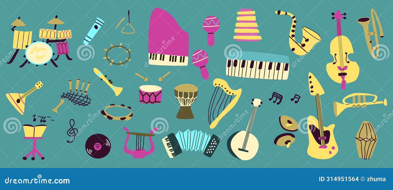 Vector Set of Musical Instruments. Orchestra Classical and Ethnic ...