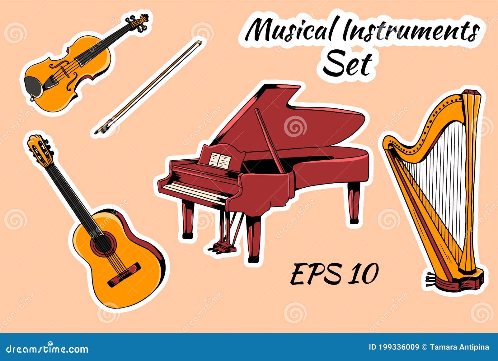 Vector Set of Musical Instruments. Stringed Instruments Set. Stock ...