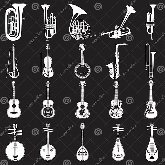 Vector Set of Musical Instruments Templates in Flat Style Stock Vector ...