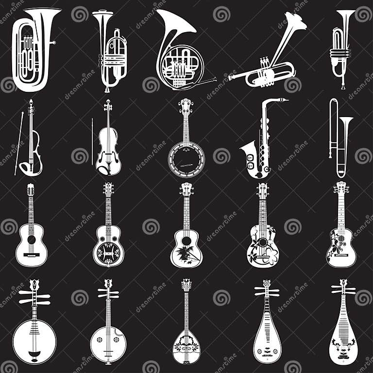 Vector Set of Musical Instruments Templates in Flat Style Stock Vector ...