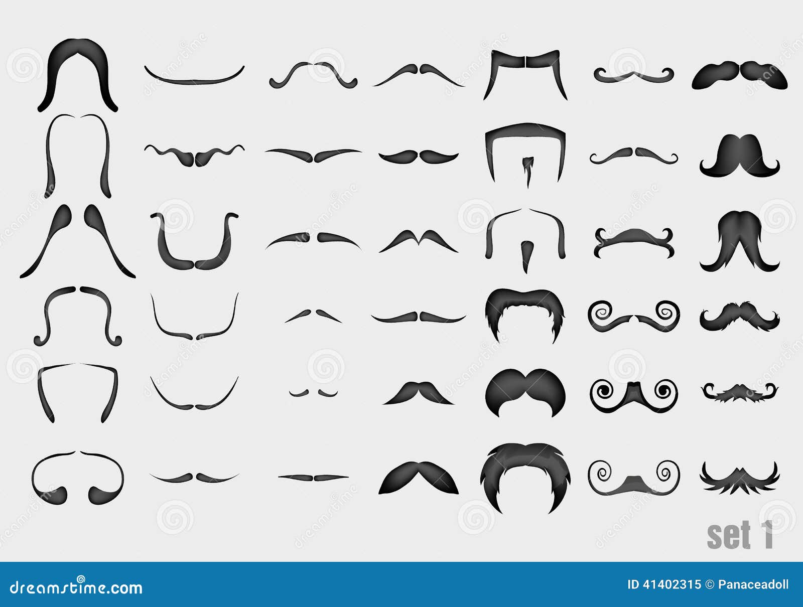 Vector set of mustache stock vector. Illustration of retro - 41402315