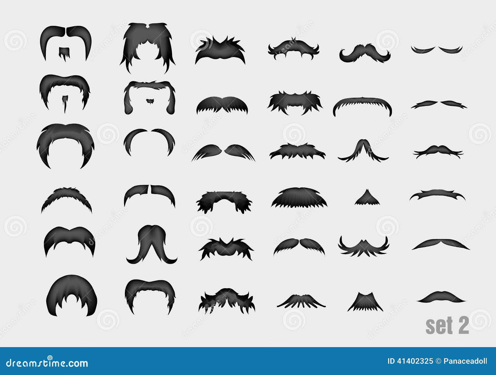 Vector set of mustache stock vector. Illustration of adult - 41402325