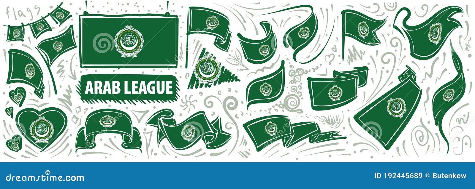 Vector Set of the National Flag of Arab League in Various Creative ...