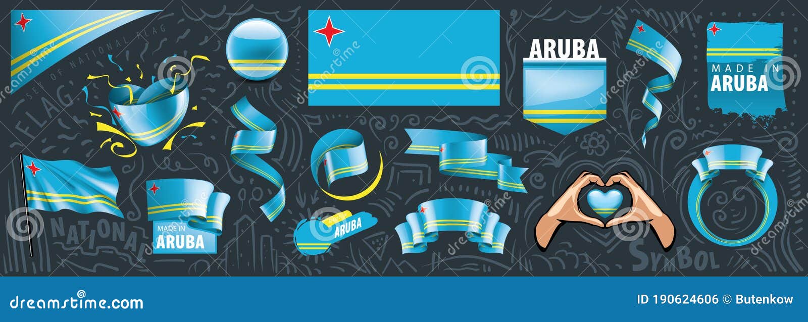 Flag Map Of Aruba Cartoon Vector | CartoonDealer.com #197429495