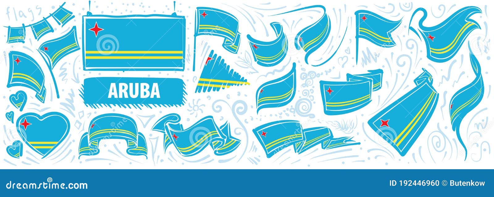 Flag Map Of Aruba Cartoon Vector | CartoonDealer.com #197429495