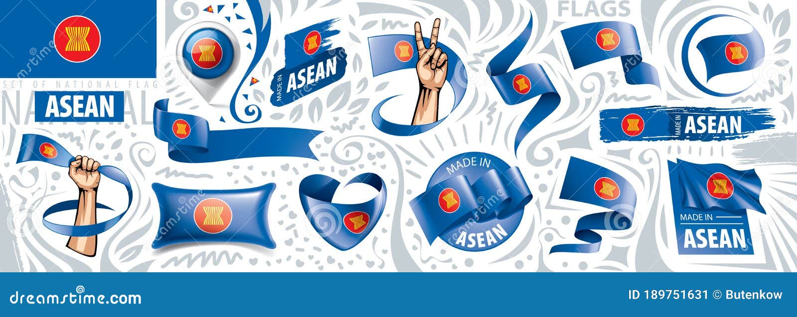 Vector Set of the National Flag of ASEAN in Various Creative Designs ...