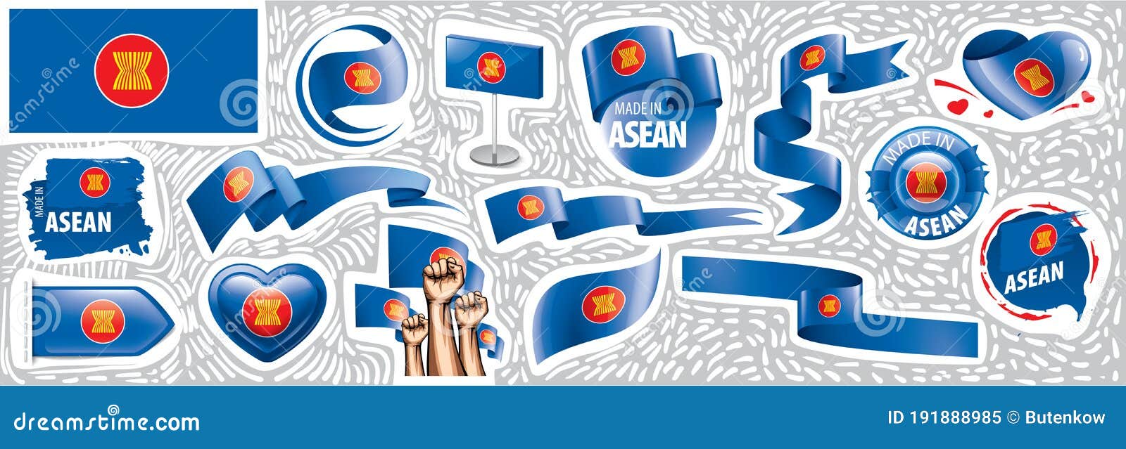 Vector Set of the National Flag of ASEAN in Various Creative Designs ...