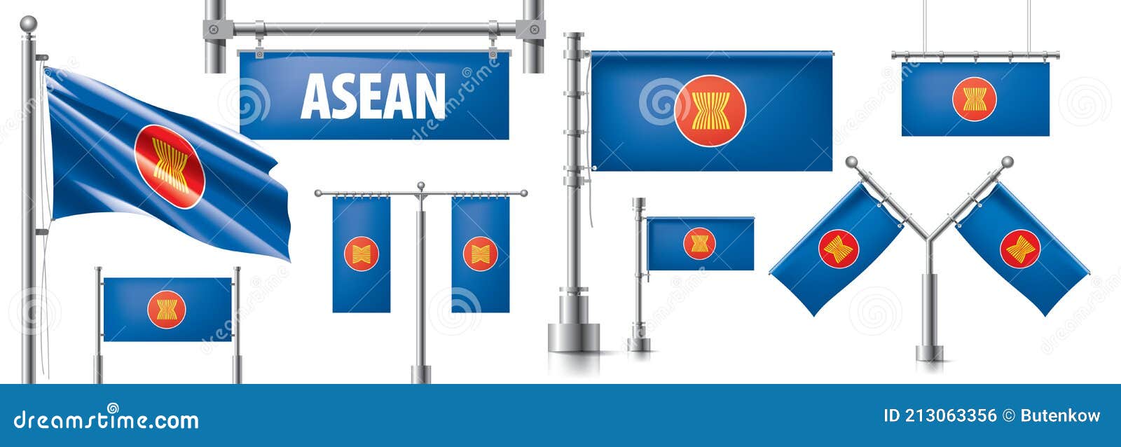 Vector Set of the National Flag of ASEAN in Various Creative Designs ...