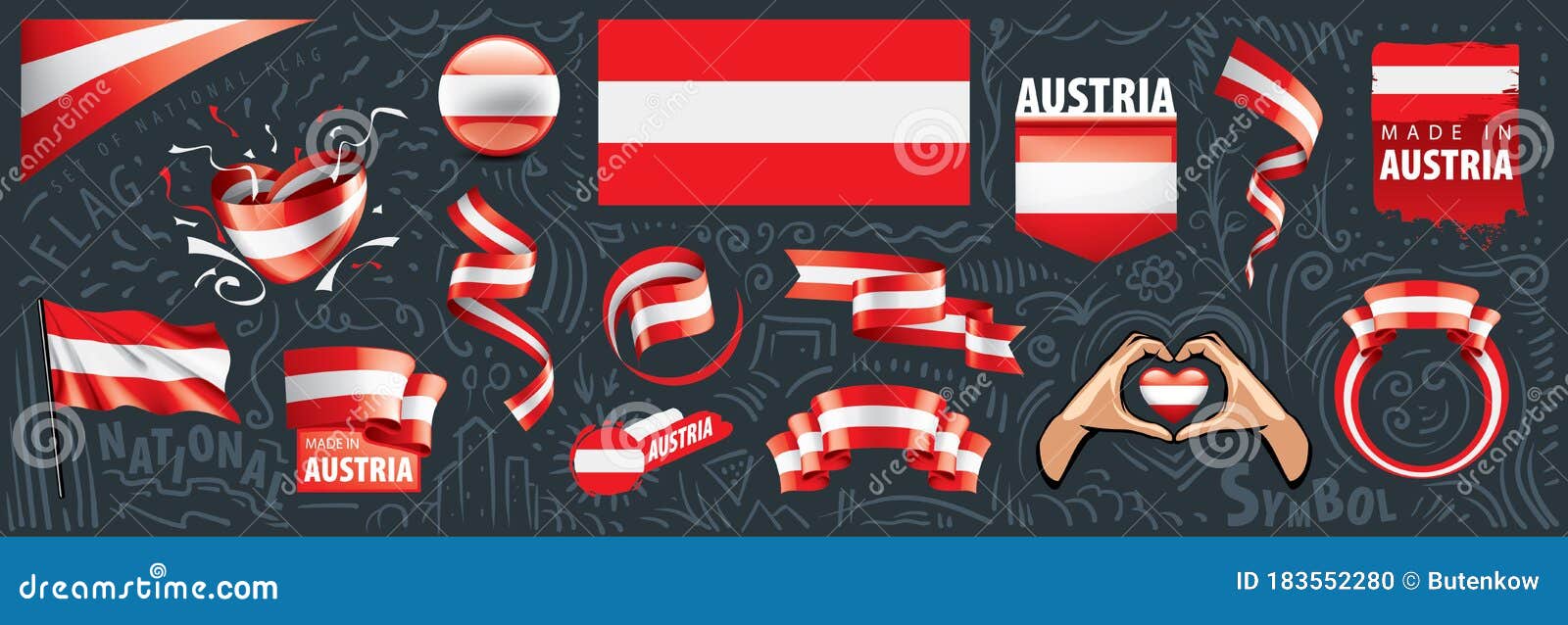 Vector Set of the National Flag of Austria in Various Creative Designs ...