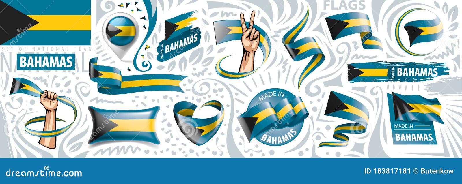 Vector Set of the National Flag of Bahamas in Various Creative Designs ...