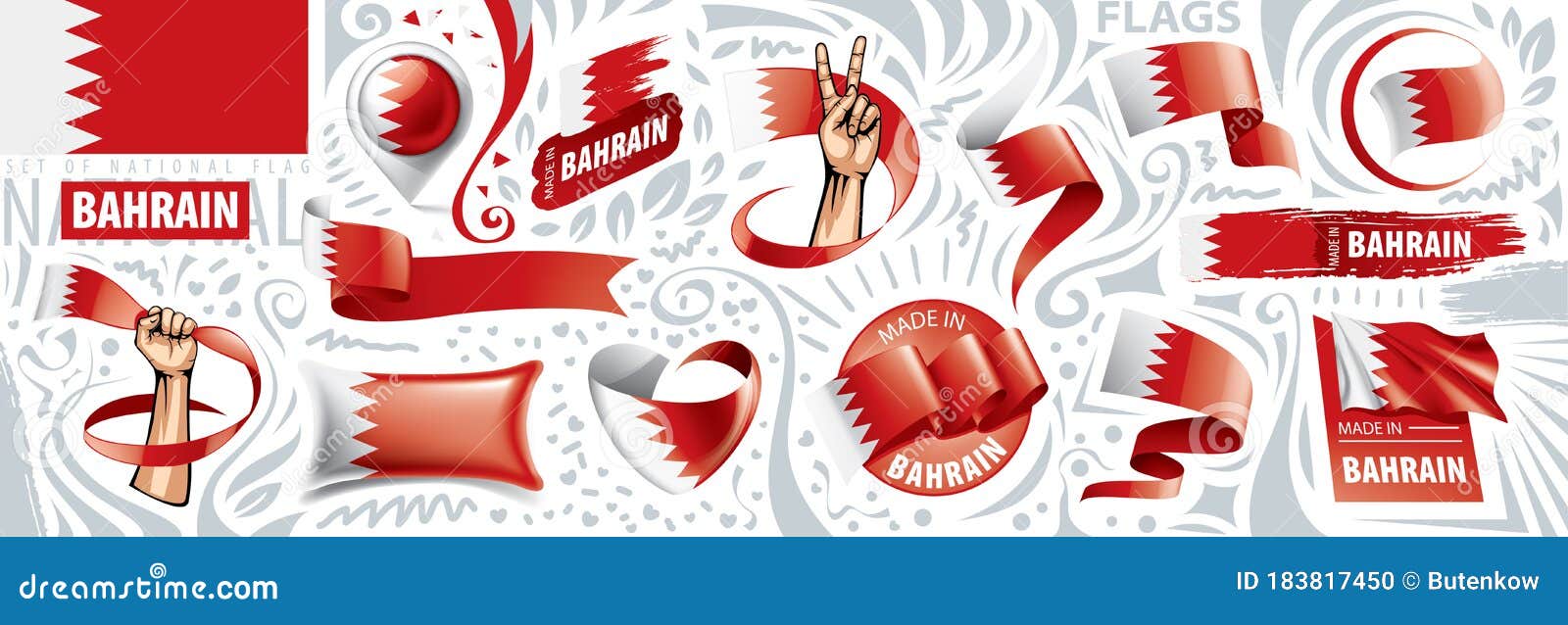 Vector Set of the National Flag of Bahrain in Various Creative Designs ...