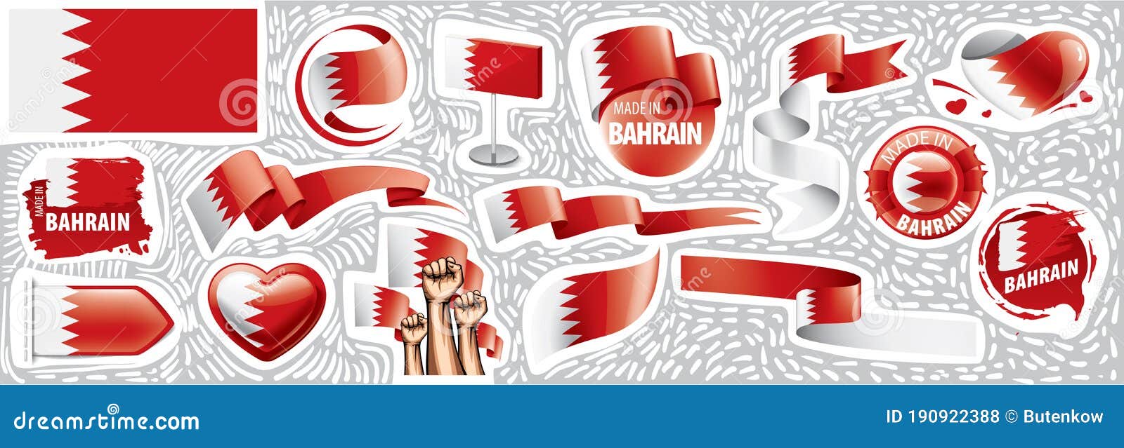 Vector Set of the National Flag of Bahrain in Various Creative Designs ...