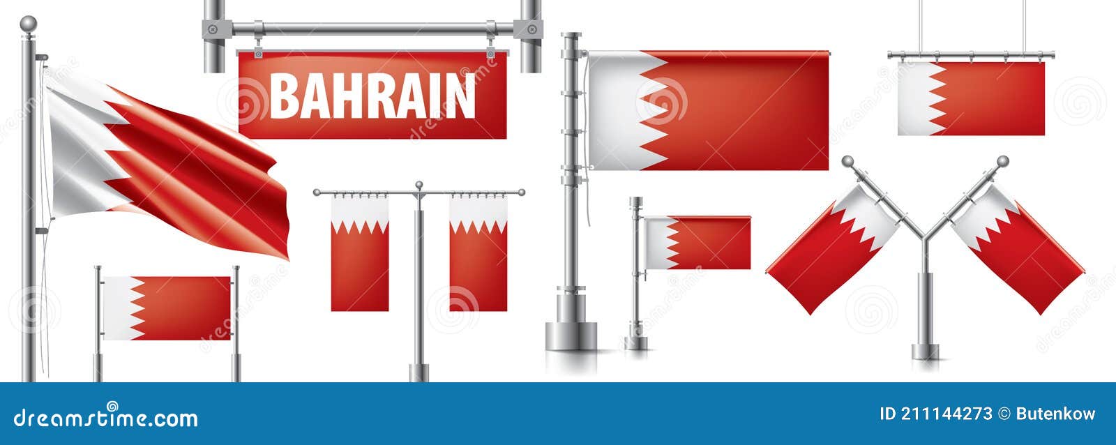 Vector Set of the National Flag of Bahrain in Various Creative Designs ...