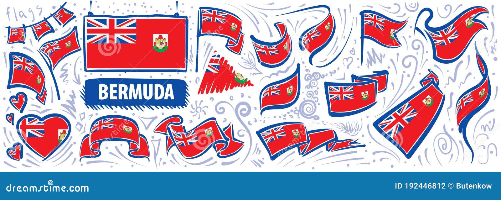 Vector Set of the National Flag of Bermuda in Various Creative Designs ...