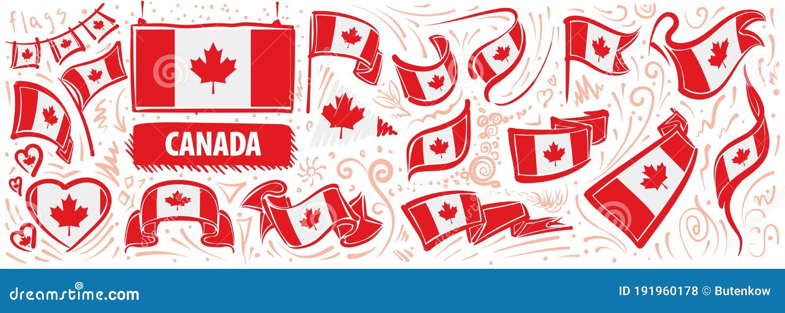 Big Canada Set With Various Symbols Like National Flag, Maple Syrup ...