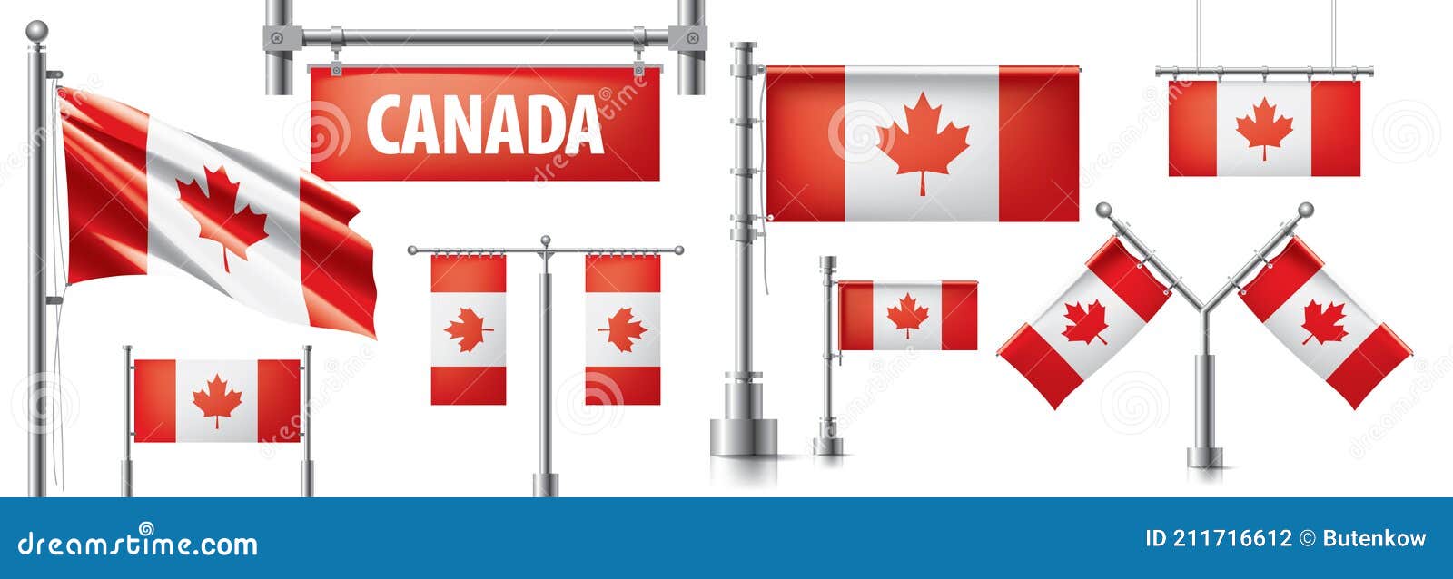 Big Canada Set With Various Symbols Like National Flag, Maple Syrup ...