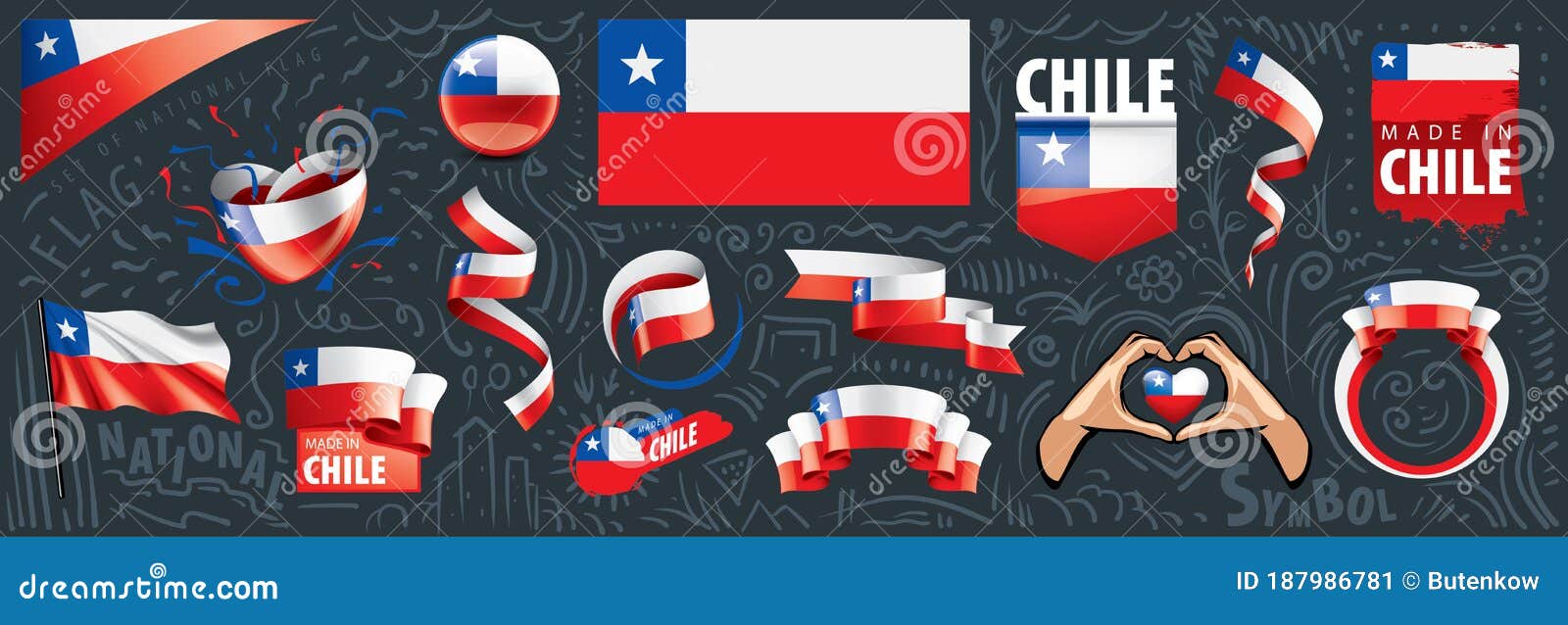 Vector Set of the National Flag of Chile in Various Creative Designs ...