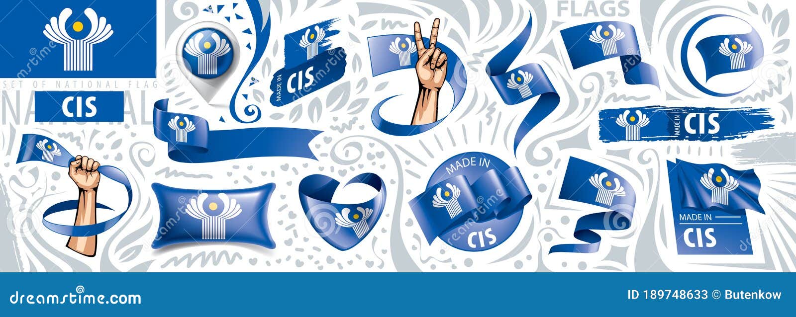 Vector Set of the National Flag of CIS in Various Creative Designs ...